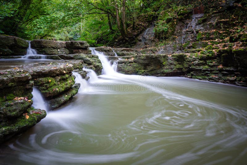 Waterfall Pool in Forest Water Stream Autumn Stock Image - Image of ...