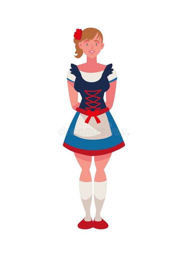 Germany Woman Character in Dirndl Stock Illustration - Illustration of ...