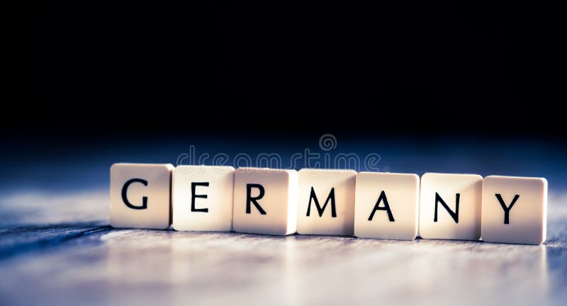 Germany Word Made of Tiles on Dark Wooden Background Stock Photo ...