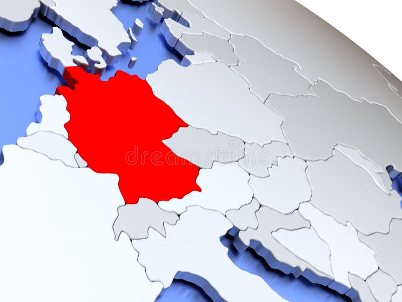 Germany on world map stock illustration. Illustration of german - 78579048