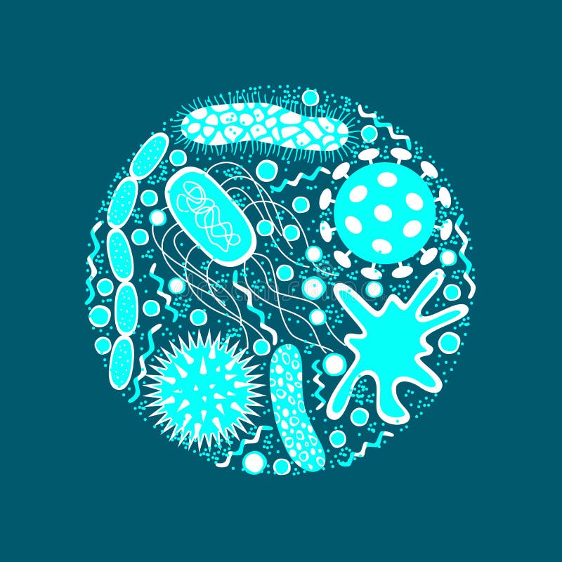 Germs and Bacteria Icons Set Isolated on Blue Background. Stock Vector ... Germs and Bacteria Icons Set Isolated on Blue Background. Stock Vector ...