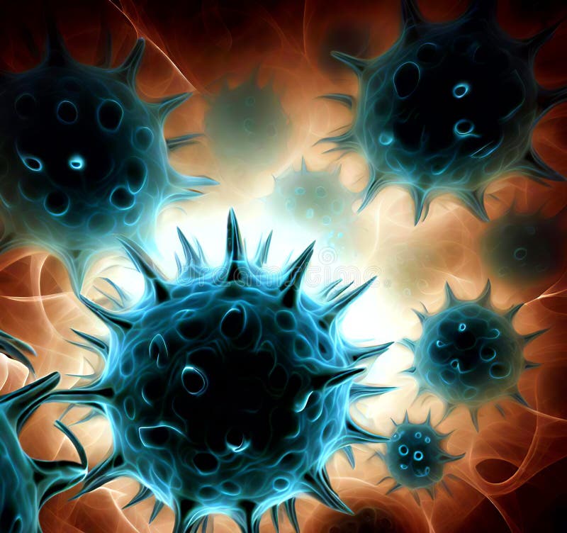 Germs Microorganism Cells Under Microscope. Viruses, Bacteria and ...