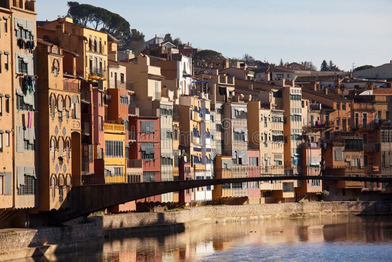 Gerona stock photo. Image of cathedral, painted, facade - 54170692