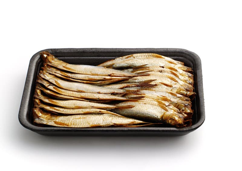 Gerookte Sprot Op Een Donkere Achtergrond Met Lege Ruimte Voor Uw Eigen ...