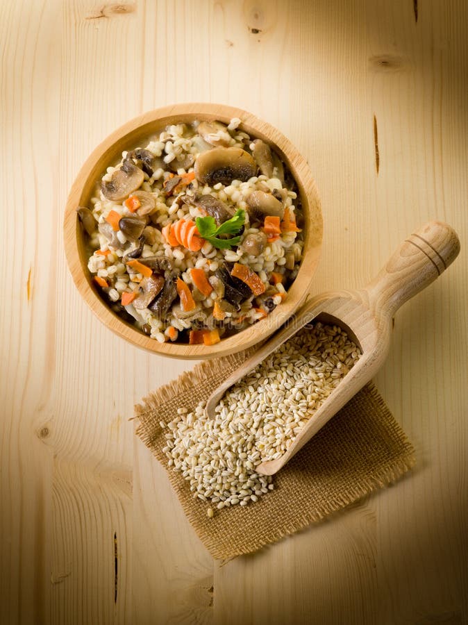 Gerste Risotto mit Pilzen stockbild. Bild von italien - 23425087