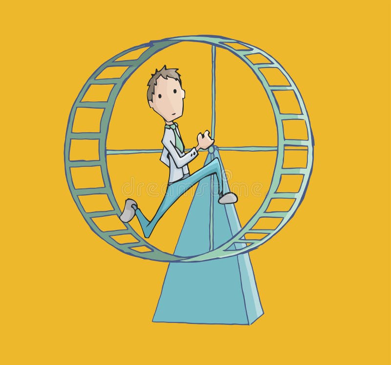 Mann auf Hamster-Rad stock abbildung. Illustration von hamster - 18851076