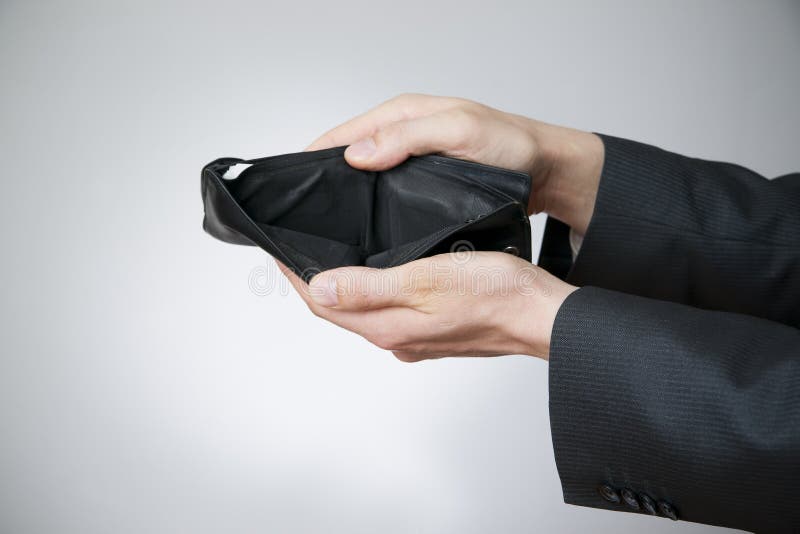 Leerer Geldbeutel in Den Händen. Stockbild - Bild von sonderkommando ...