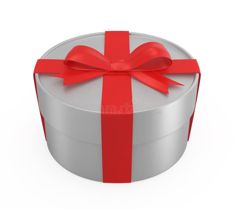 Geschenkbox Eingewickelt Mit Rotem Bogen Stock Abbildung - Illustration ...