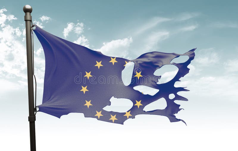 Gescheurde Europese Unie Vlag Tegen Grungeachtergrond Stock Foto ...