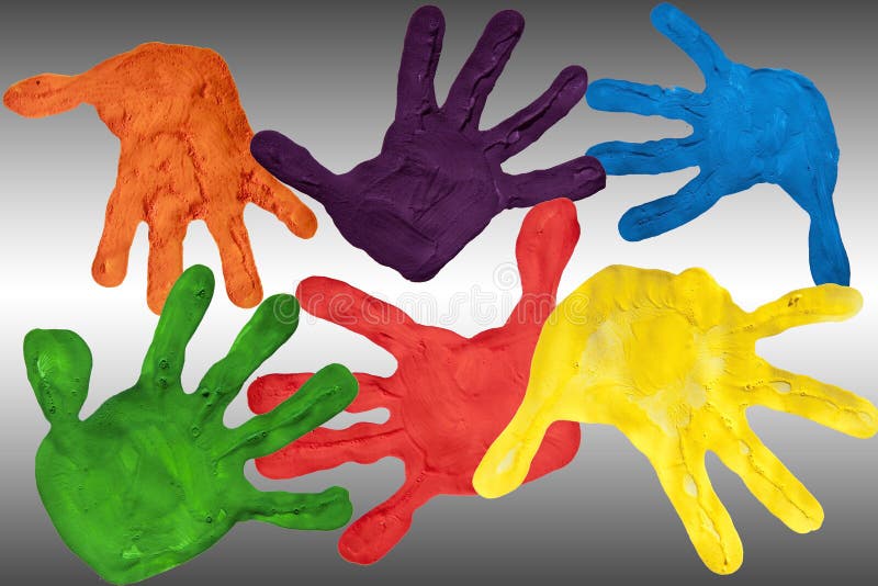 Geschilderde handen stock foto. Image of menselijk, verf - 16712574
