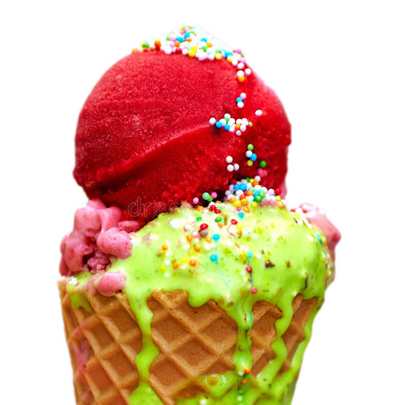 Geschmackvolle Bunte Schmelzende Eiscreme Lokalisiert Stockbild - Bild ...