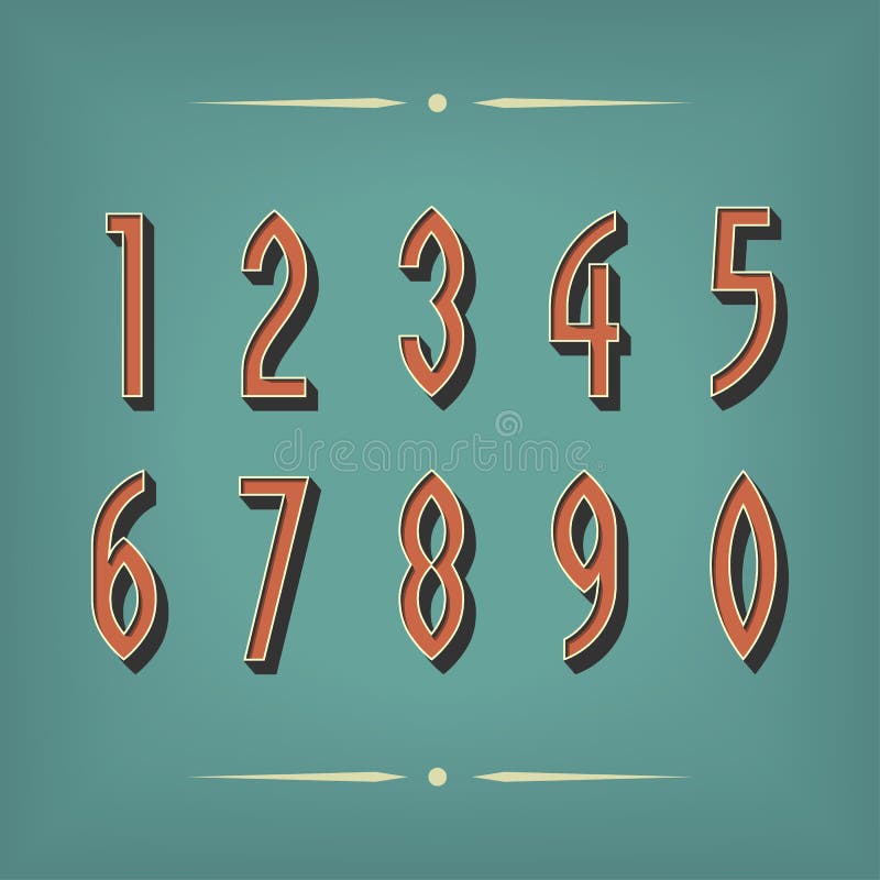Zahlen-Set im Retro-Design vektor abbildung. Illustration von ...