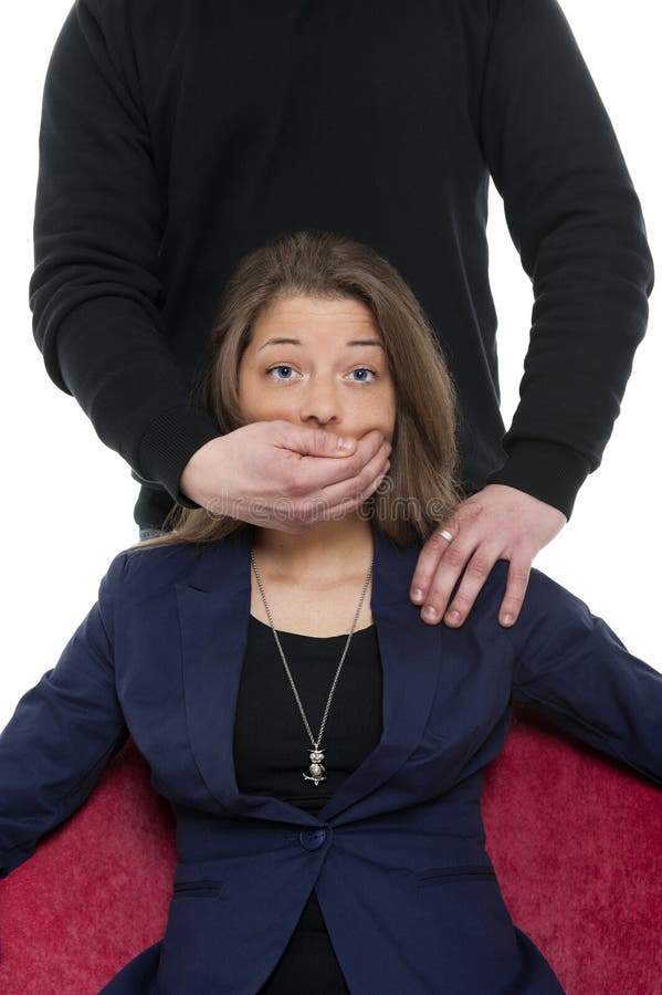 De Mens Sloot Zijn Mond Een Stuk Van Document Stock Foto Image Of