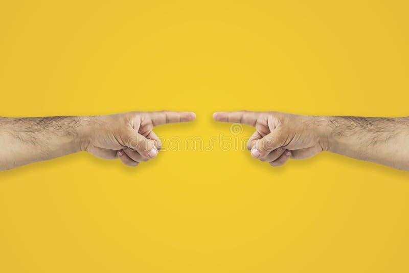 Geste De Main Pointage Du Doigt Sur Le Fond Orange Photo stock - Image ...