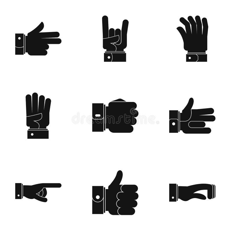 Gesticulation Icons Set, Simple Style Stock Vector - Illustration of ...