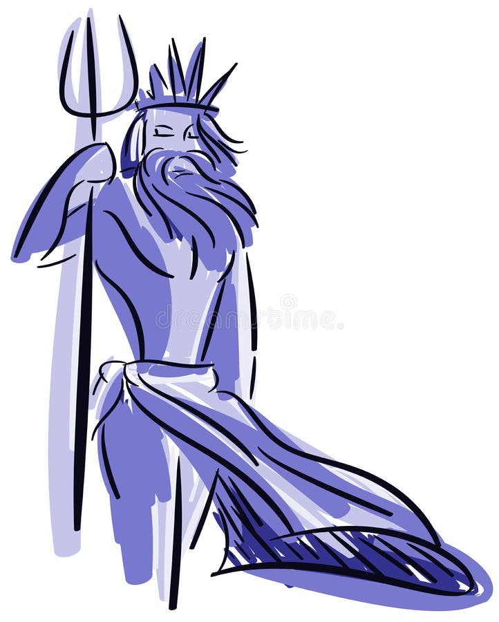 Gestileerd Neptunus Met Drietand Vector Illustratie - Illustration of ...