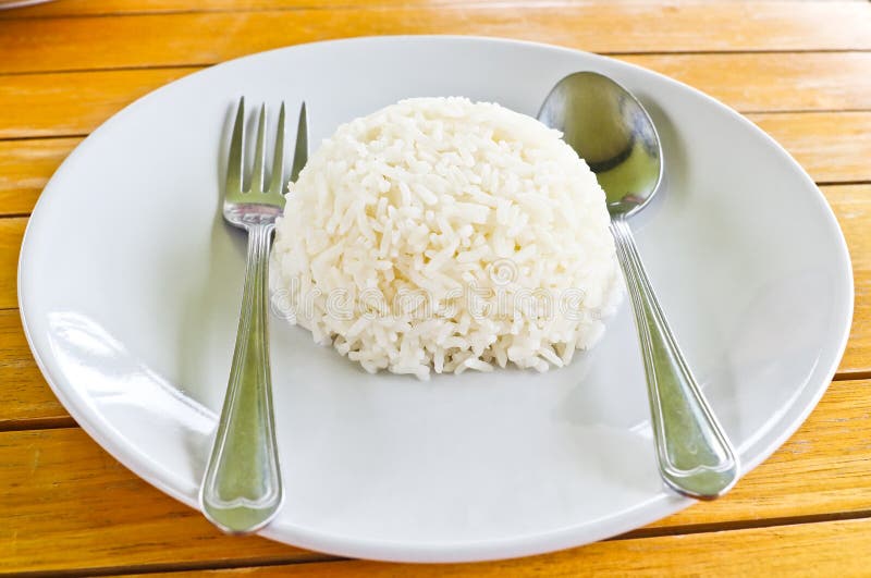 Gestoomde Witte Rijst Van De Rijst Van De Jasmijn Stock Afbeelding ...
