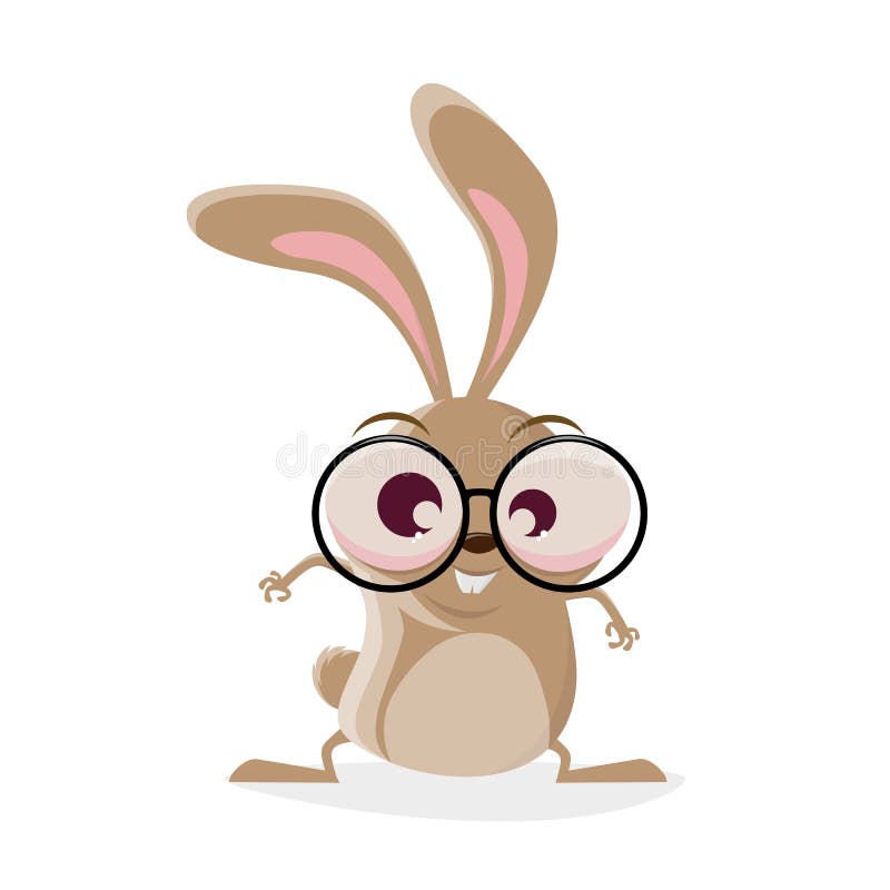 Funny Illustration of a Cartoon Rabbit with Glasses Stock Vector ...