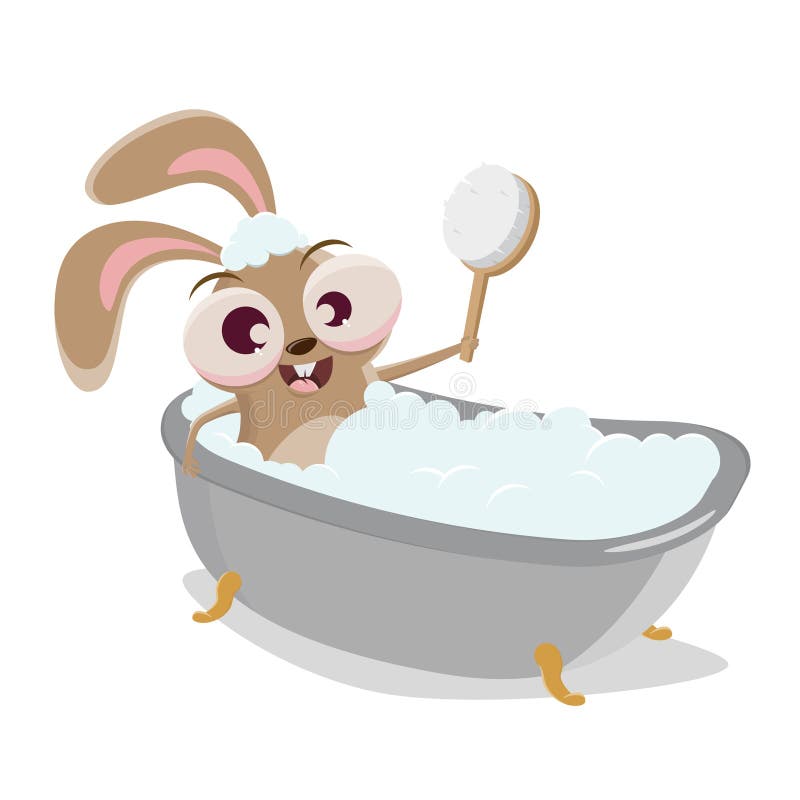 Funny Cartoon Rabbit in Bathtub Stock Vector - Illustration of water ...