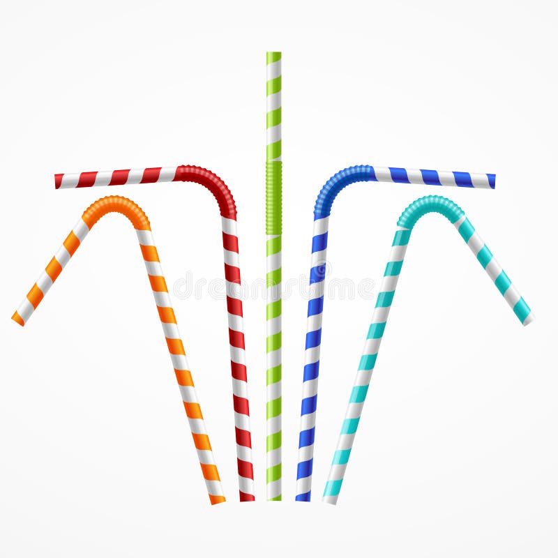 Gestreept Kleurrijk Het Drinken Geplaatst Stro Vector Vector ...