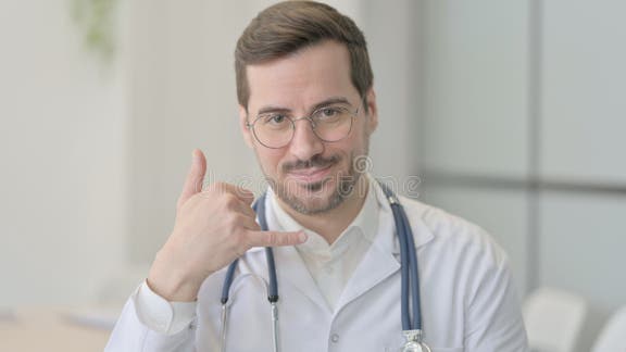 Gesture of Call Me by Doctor Stock Image - Image of smiling, chat ...