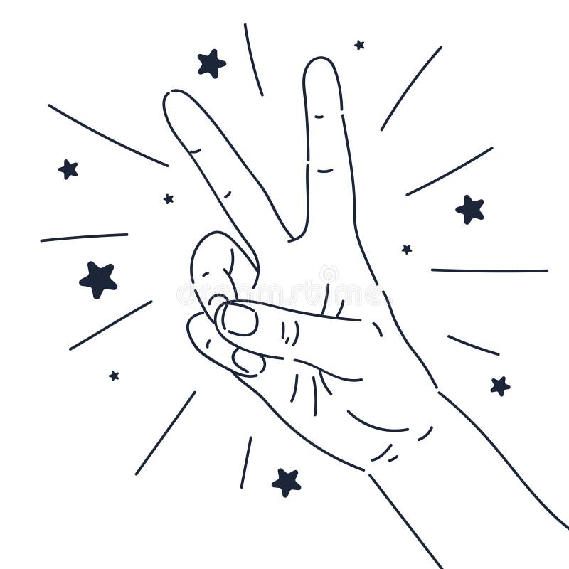 Hand Two Fingers Raised Stock Illustrations – 288 Hand Two Fingers ...
