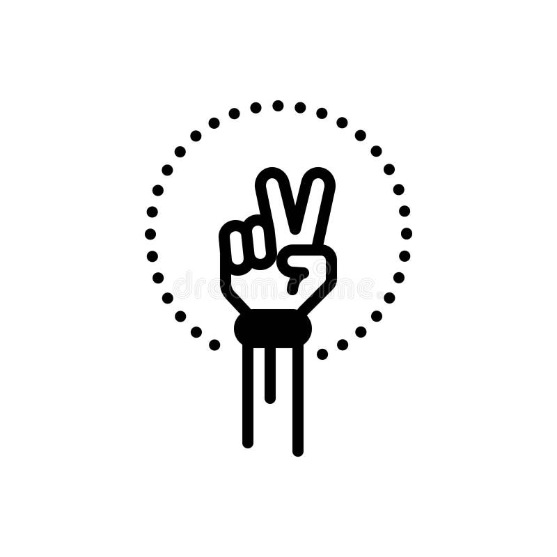 Black Solid Icon for Gesture, Hand and Lucky Stock Illustration ...