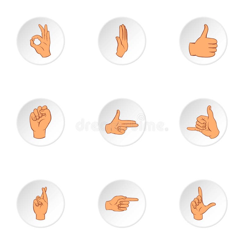 Gesture Icons Set, Cartoon Style Stock Vector - Illustration of gesture ...