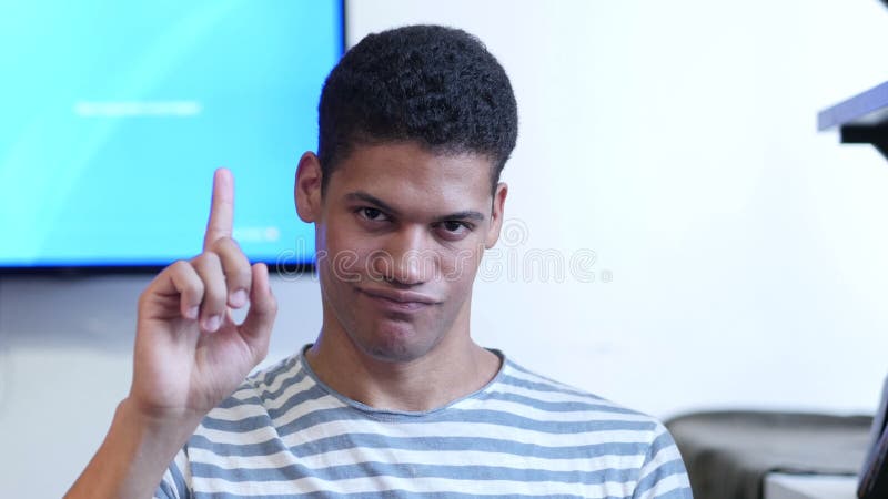 Gesture of No by Waving Finger, Young Black Girl Portrait Stock Footage ...