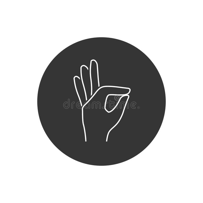 Gesture Okay Solid Line White Icon. Ok Hand Gesture Vector Illustration ...