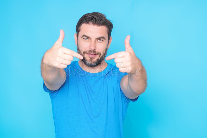 Gesture Pointing Finger. the Point. Handsome Man Pointing Finger ...