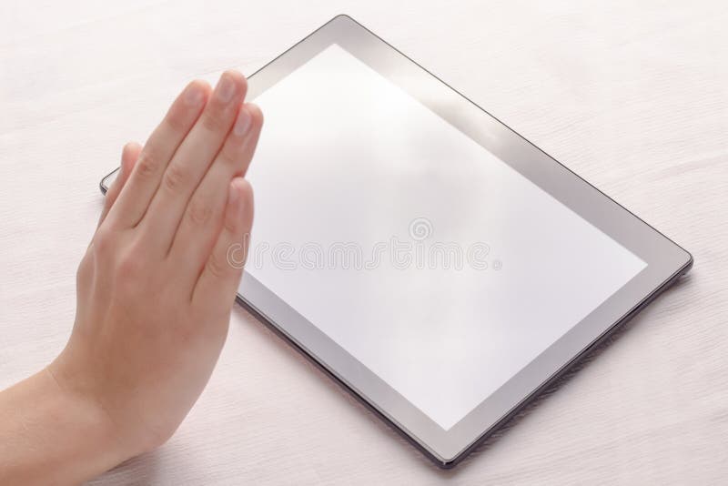 Gesture of Refusal. Tablet PC Stock Photo - Image of dislike ...