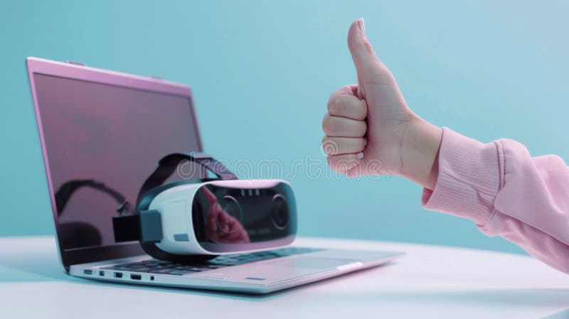 The Gesture of Tech Approval.AI Generated Image Stock Image - Image of ...