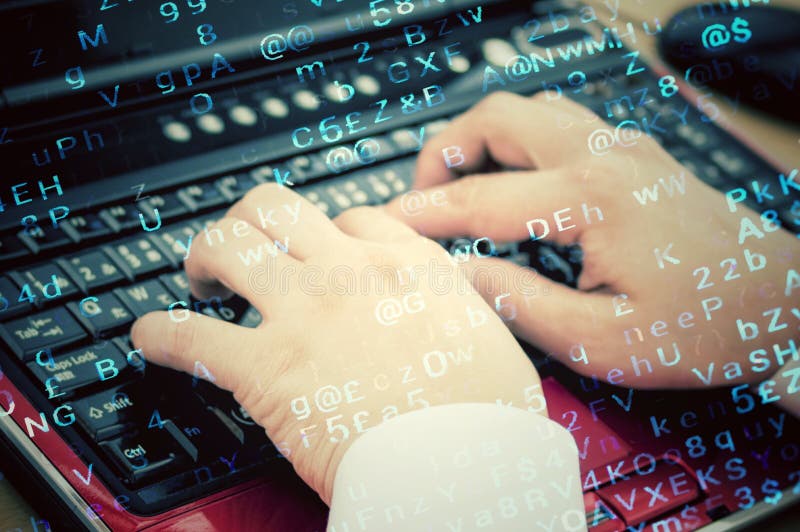 Gesture of Typing on Computer Keyboard in Computer Network Concept ...