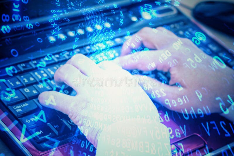 Gesture of Typing on Computer Keyboard in Computer Network Concept ...