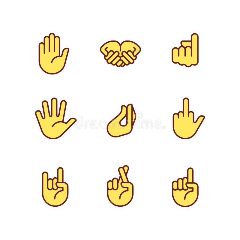 Gestures Expression Pixel Perfect RGB Color Icons Set Stock Vector ...