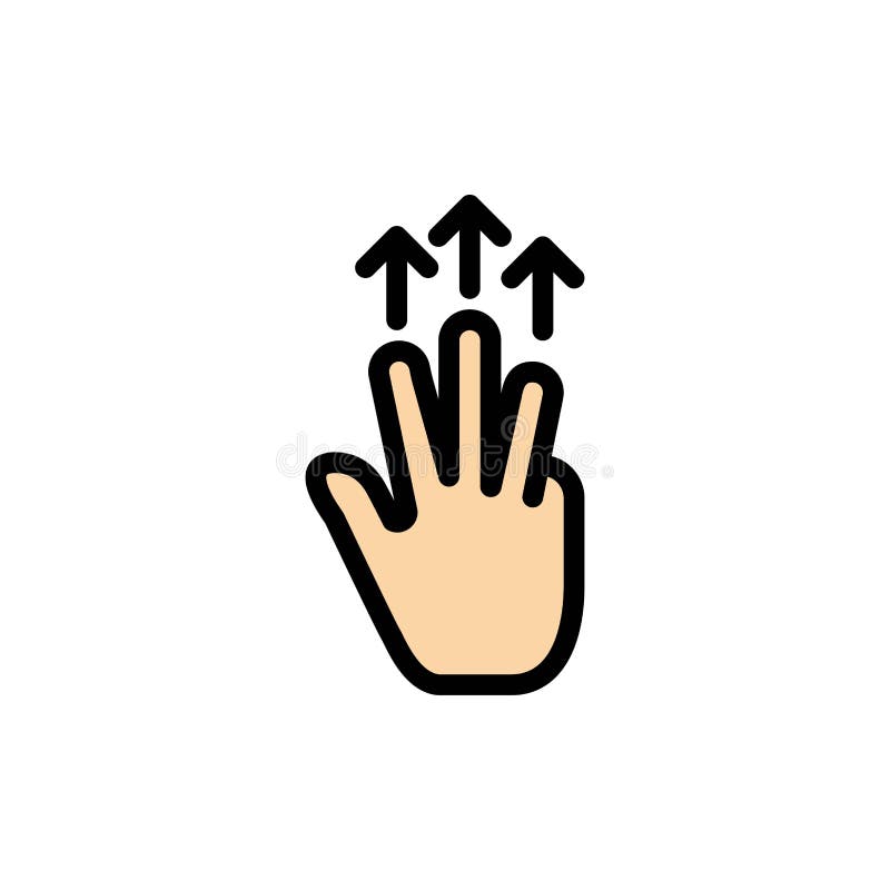 Gestures, Hand, Mobile, Three Finger, Touch Flat Color Icon. Vector ...