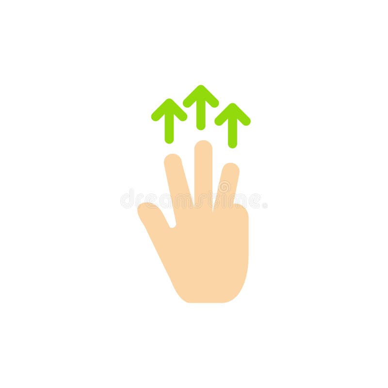Gestures, Hand, Mobile, Three Finger, Touch Flat Color Icon. Vector ...