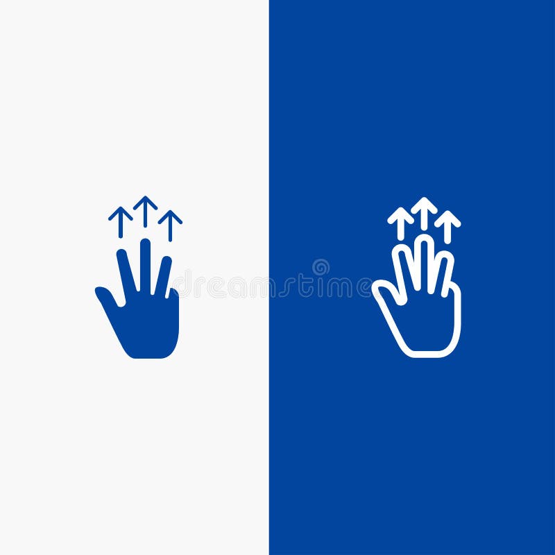 Gestures, Hand, Mobile, Three Finger, Touch Line and Glyph Solid Icon ...