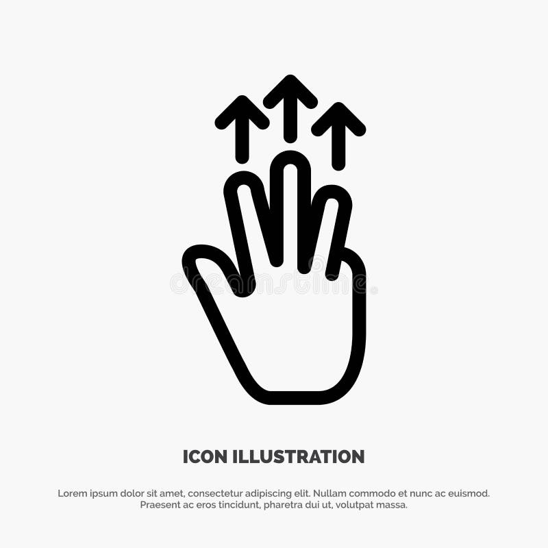 Gestures, Hand, Mobile, Three Finger, Touch Line Icon Vector Stock ...