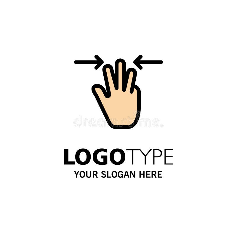 Gestures, Hand, Mobile, Three Fingers Business Logo Template. Flat ...