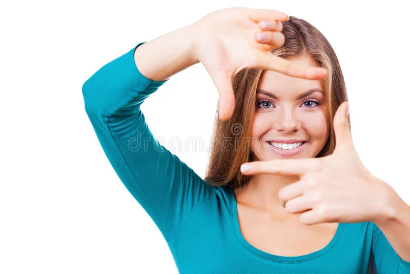 Gesturing finger frame. stock photo. Image of facial - 46097532