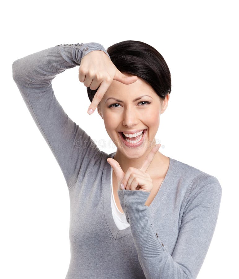 Gesturing hand frame stock photo. Image of laugh, hair - 26100822