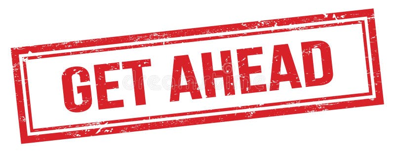 GET AHEAD Text on Blue Grungy Vintage Stamp Stock Illustration ...