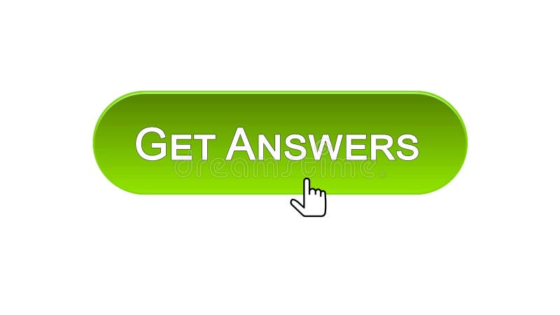 Get Answers Web Interface Button Clicked With Mouse Cursor Green Color Design Stock