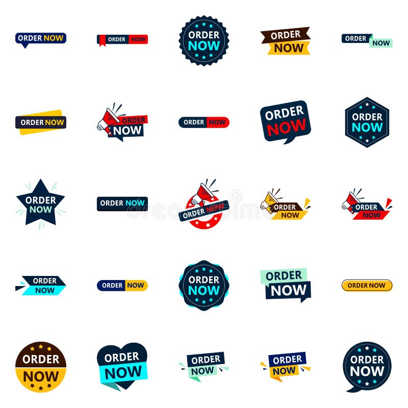Get the Best Value with Our Pack of 25 Order Now Banners Stock Vector ...