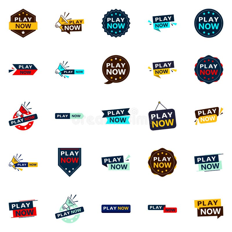 Get the Best Value with Our Pack of 25 Play Now Stock Vector ...