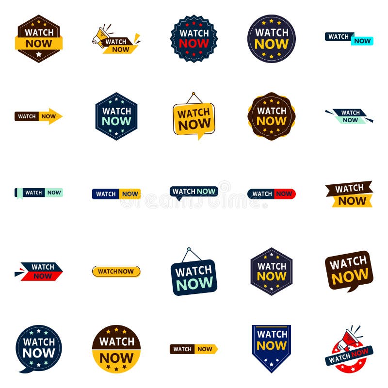 Get the Best Value with Our Pack of 25 Watch Now Banners Stock Vector ...