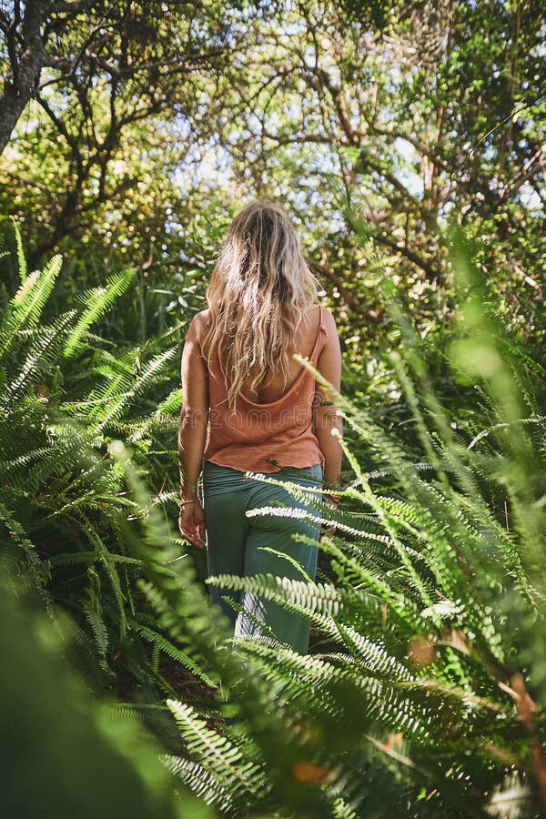 Get Closer To Nature. a Young Woman Out Exploring Nature. Stock Photo ...