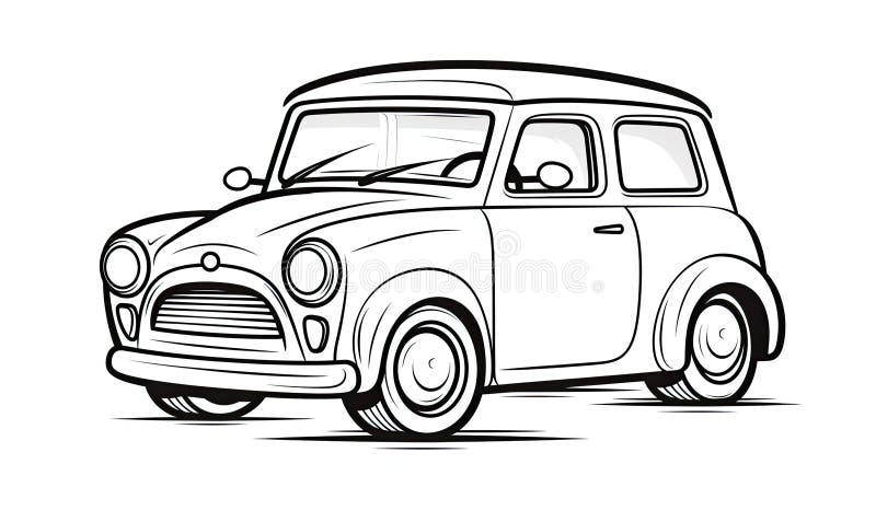 Get Creative and Color Cartoon Car S Line Art Stock Illustration ...